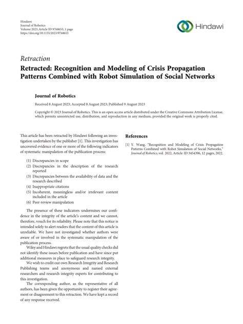 Pdf Retracted Recognition And Modeling Of Crisis Propagation