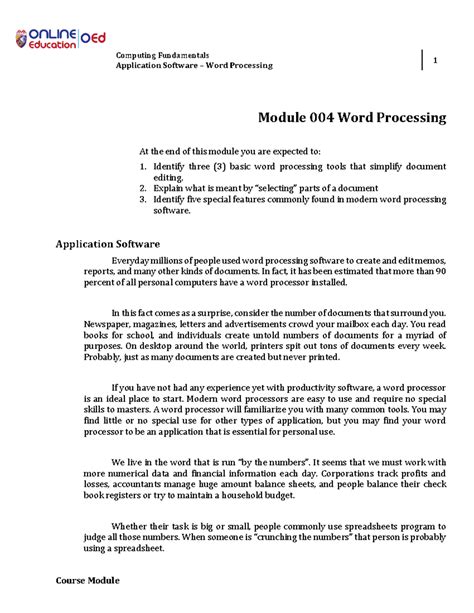 Week 5 Word Processing Computing Fundamentals Application Software Word Processing 1