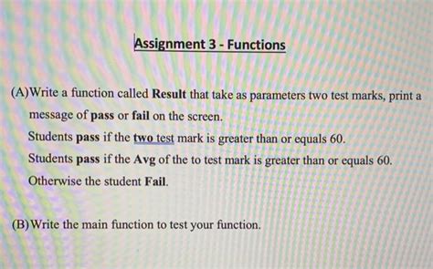 Solved Assignment 3 Functions Awrite A Function Called