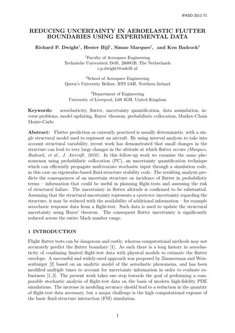 PDF Reducing Uncertainty In Aeroelastic Flutter Boundaries Using Experimental Data
