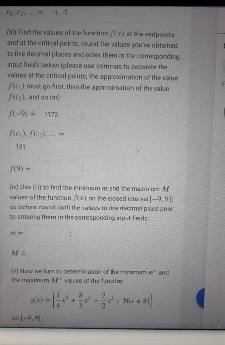Solved Min Max Values Of Differentiable Functions