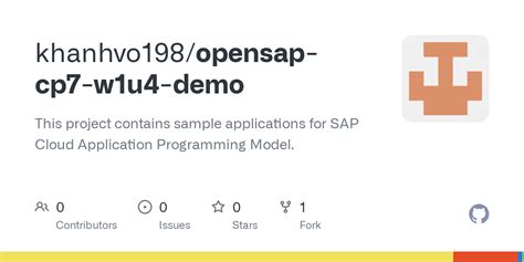 Github Khanhvo198opensap Cp7 W1u4 Demo This Project Contains Sample