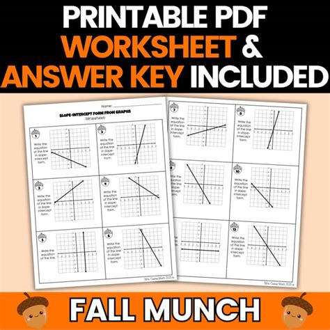 Slope Intercept Form From Graphs Fall Math Digital Activity Worksheet