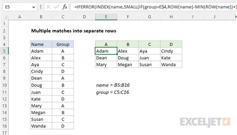 Multiple Matches Into Separate Rows Excel Formula Exceljet