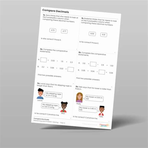 Y4 Compare Decimals Reasoning And Problem Solving Resource Classroom Y4 Compare Decimals Reasoning And Problem Solving Resource Classroom