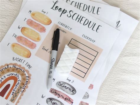Homeschool Loop Schedule And Daily Rhythm Chart Printable Pdf Pack Etsy
