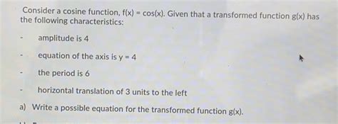 Solved Consider A Cosine Function Fxcos X Given That A