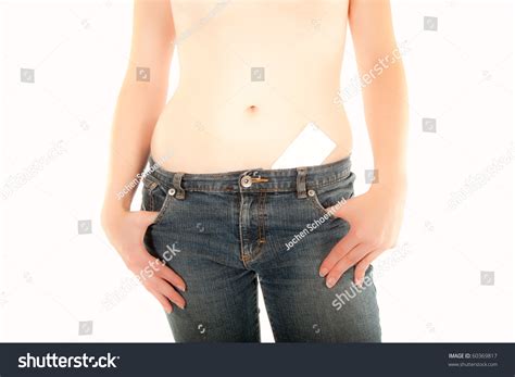 Sexy Young Topless Model Wearing Jeans Foto Stok 60369817 Shutterstock