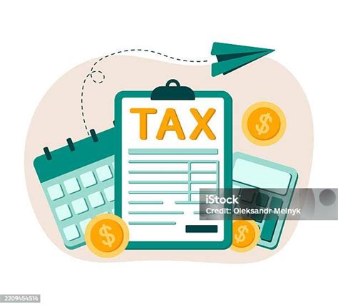 계산기 달력 및 금화 동전이 있는 세금 양식 세금 납부일 벡터 금융 그림입니다 가계에 대한 스톡 벡터 아트 및 기타 이미지 가계 경제 계산기 Istock