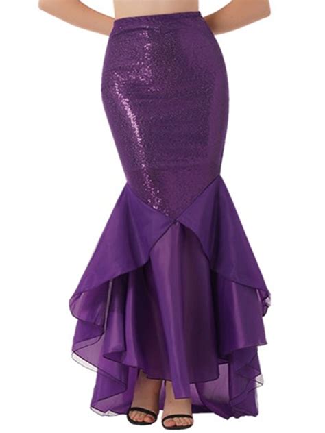 Chictry Womens Shiny Sequins Mermaid Tail Skirt Theme Party Dress Up