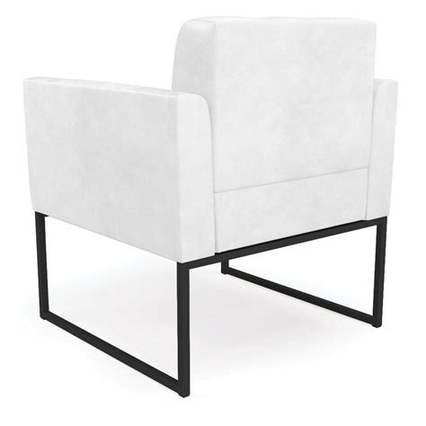 Poltrona Elisa Corano Branco Base Metálica Industrial Preto Drossi