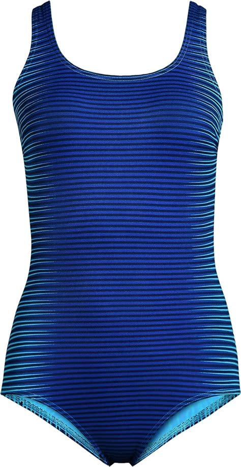 Lands End Womens Chlorine Resistant Tugless Tank Soft Cup One Piece
