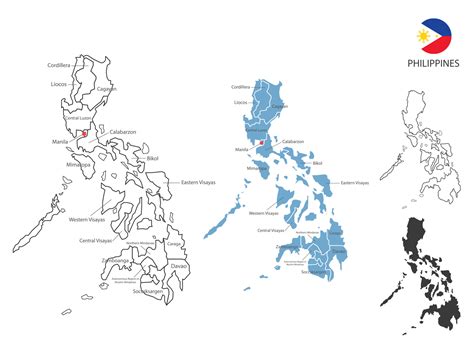 4 Style Of Philippines Map Vector Illustration Have All Province And Mark The Capital City Of