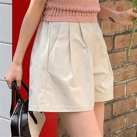 꾸민하루 4컬러 뒷 밴딩 3부 반바지 핀턱 면 흰반바지 A라인 여름