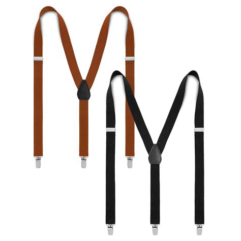 Slim Black And Brown Clip On Braces Set In Stock Trendhim