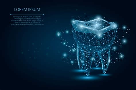 Abstract Polygonal Tooth Low Poly Wireframe Vector Illustration