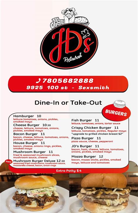 Menu At Jds Restaurant Sexsmith