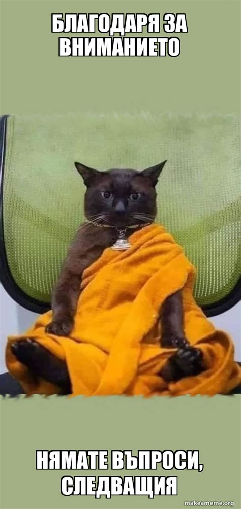 Благодаря за вниманието Нямате въпроси следващия Zen Cat Meme Generator