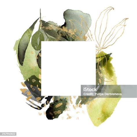 검은 올리브 금박 나뭇가지로 만든 수채화 사각형 프레임 손으로 그린 선형 테두리 잎과 열매 절연 통하고 있는 통하고 있는 백색 배경 디자인 인쇄 또는 배경에 대한 식물 그림
