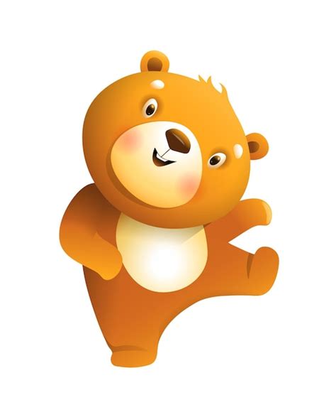 Premium Vector Cute Funny Teddy Bear Doll Dancing Clipart