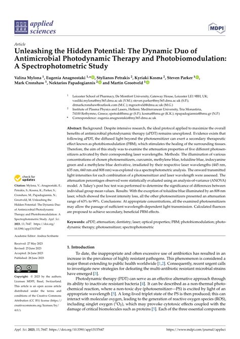 Pdf Unleashing The Hidden Potential The Dynamic Duo Of Antimicrobial Photodynamic Therapy And