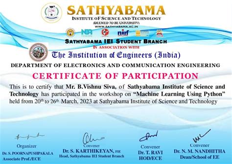Vishnu Siva B On Linkedin Sathyabamainstitute Machinelearning