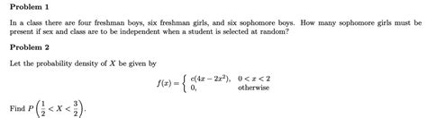 SOLVED Problem In A Class There Are Four Freshman Babes Six Freshman Girls And Six Sophomore