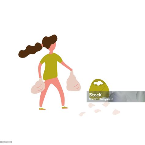 자원 봉사 젊은 여성은 도시 공원 작은 사람들 어린이에 쓰레기를 청소합니다 사회 복지사 개념에 대한 자원 봉사의 벡터 그림 배너