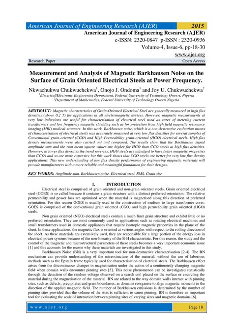 Pdf Measurement And Analysis Of Magnetic Barkhausen Noise On The Surface Of Grain Oriented