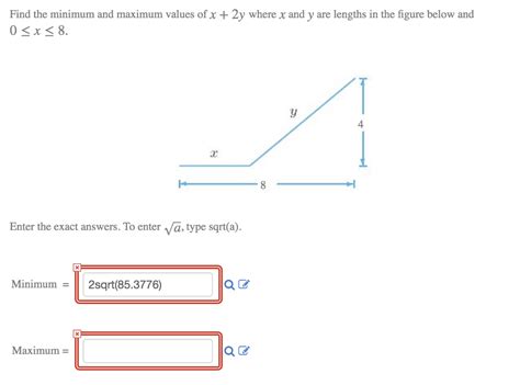 Solved Find The Minimum And Maximum Values Of X Where X And Chegg Com