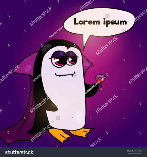 Cute Cartoon Penguin Vampire Stock Vector Royalty Free 173846651
