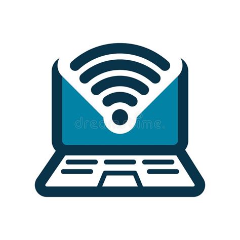 Laptop Icon With WI FI Signal Symbol Black Laptop Icon In Flat Style