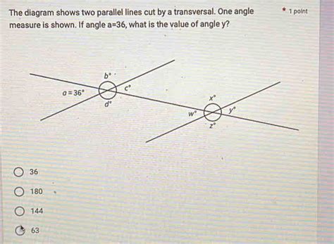 The Diagram Shows Two Parallel Lines Cut By A Transversal One Angle Point Measure Is Sh Math