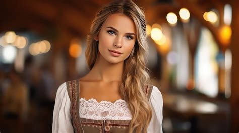 Premium Photo Beautiful German Girl Dressed For October Fest Smiling