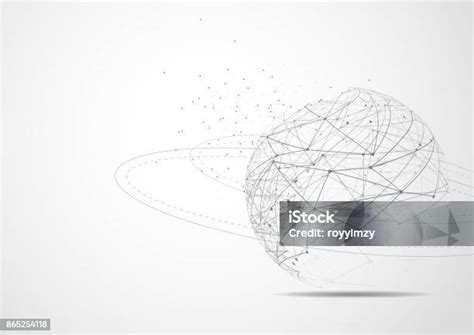 글로벌 네트워크 연결입니다 세계 지도 포인트와 라인 구성의 개념은 글로벌 비즈니스 벡터 일러스트 레이 션 3차원 형태에 대한