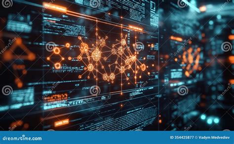 Digital Screens Display Complex Data Visualizations Molecular Models