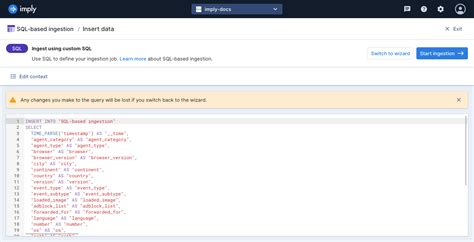 Ingest Using Sql Imply
