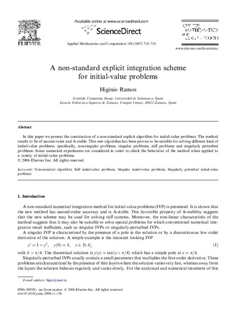 Pdf A Non Standard Explicit Integration Scheme For Initial Value Problems