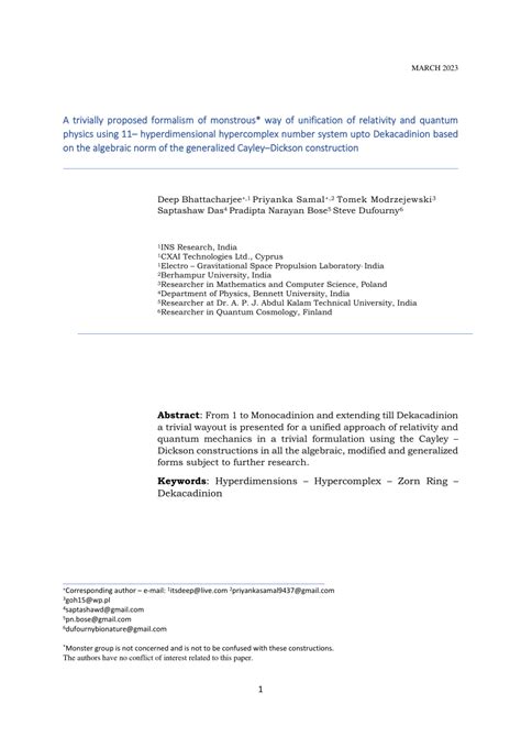 Pdf A Trivially Proposed Formalism Of Monstrous Way Of Unification Of Relativity And Quantum