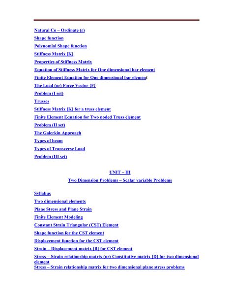 Me2353 Finite Element Analysis Lecture Notes Pdf