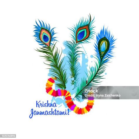 크리슈나 잔마슈타미 디지털 아트 일러스트레이션 인도에서 매년 힌두교 축제 크리슈나 휴일 인사말 카드 포스터 브로셔 전단지 커버 레이아웃 템플릿의 탄생 그래픽 디자인 클립아트