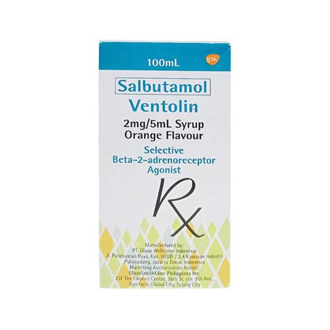Ventolin Salbutamol 2mg5ml Syrup Orange 100ml