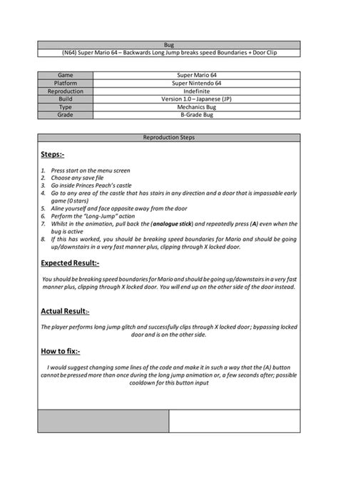 qa bug report backwarda long jump pdf