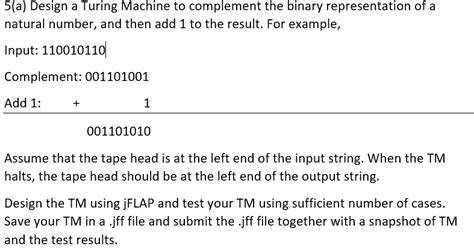 Solved 5a Design A Turing Machine To Complement The Binary