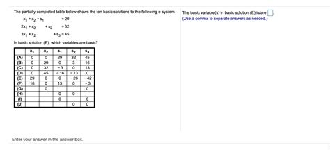 Solved The Partially Completed Table Below Shows The Ten