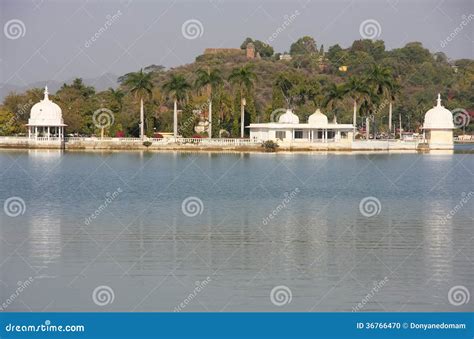 Fateh Sagar Lake Pichola Lake And Old Town From Monsoon Palace In Udaipur India Royalty Free