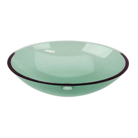 Green Tempered Glass Sink With Drain Single Layer Oval Bowl Sink
