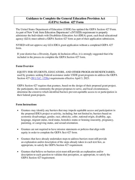 Fillable Online Guidance To Complete The General Education Provision