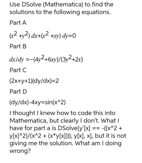 Answered Use Dsolve Mathematica To Find The Bartleby