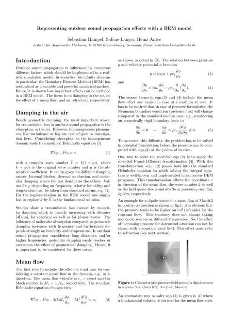 Pdf Representing Outdoor Sound Propagation Effects With A Bem Model